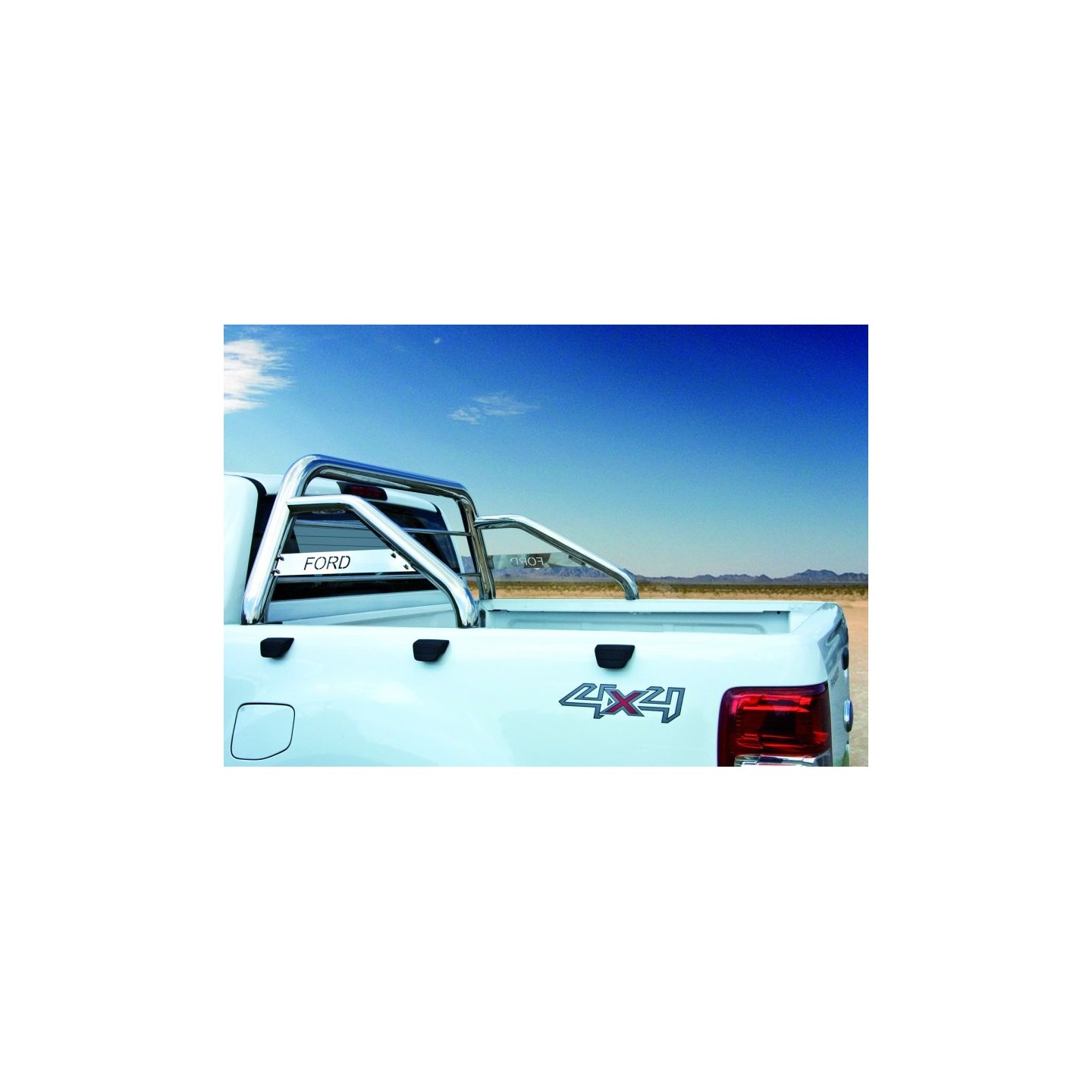 ROLL BAR FORD RANGER SUPER CABINE 2007 2012 DOUBLE BARRES INOX 76mm