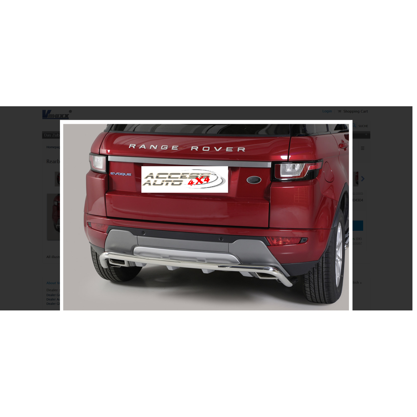 Protection ARRIERE LAND ROVER EVOQUE 2016 2018 INOX