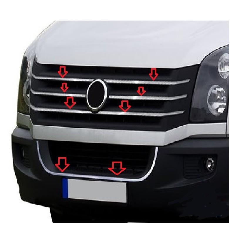 Element Grille Calandre VOLKSWAGEN CRAFTER 2012 2017 INOX CHROME 7 PIECES