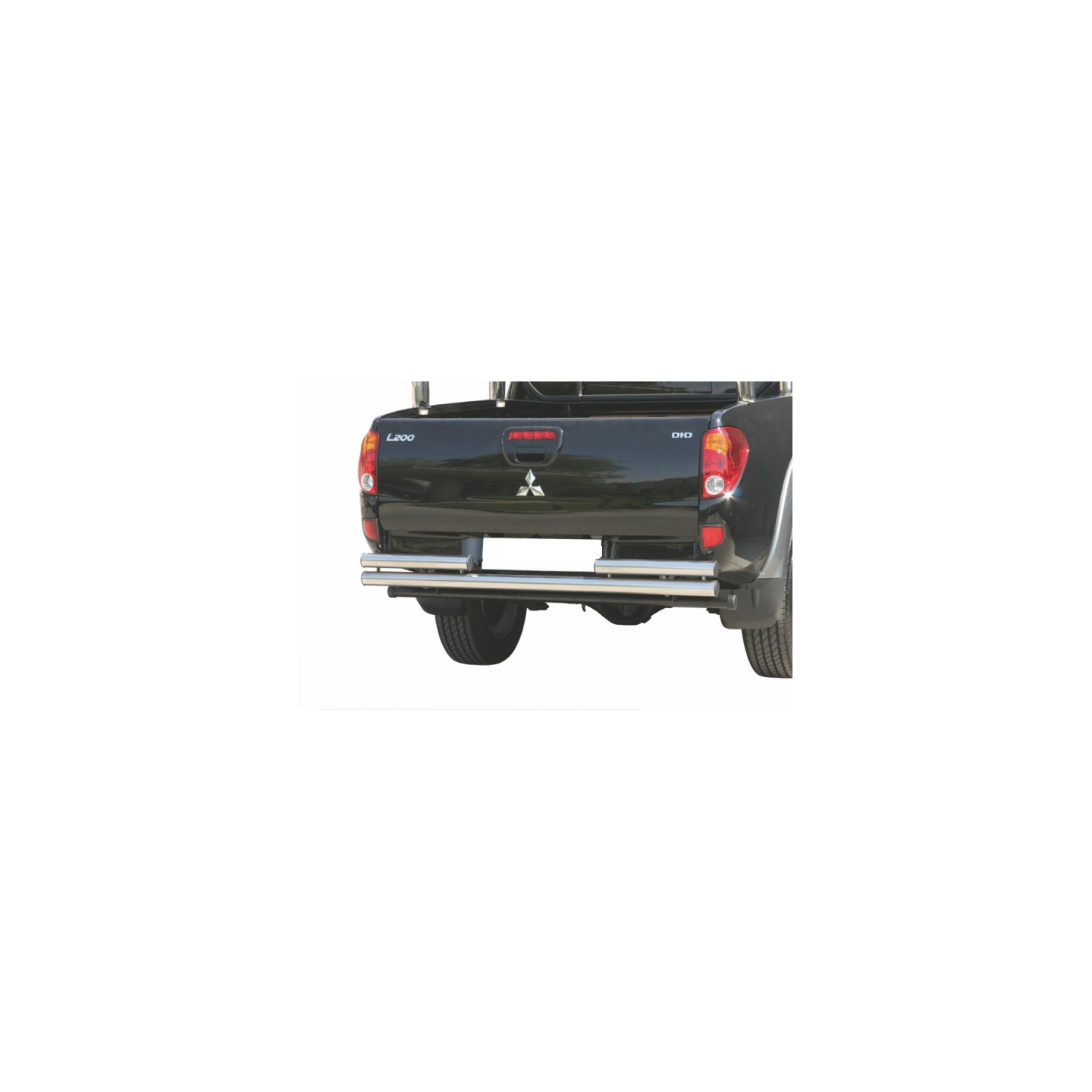 PROTECTION ARRIERE MITSUBISHI L 200 2006 2009 INOX DOUBLE BARRES