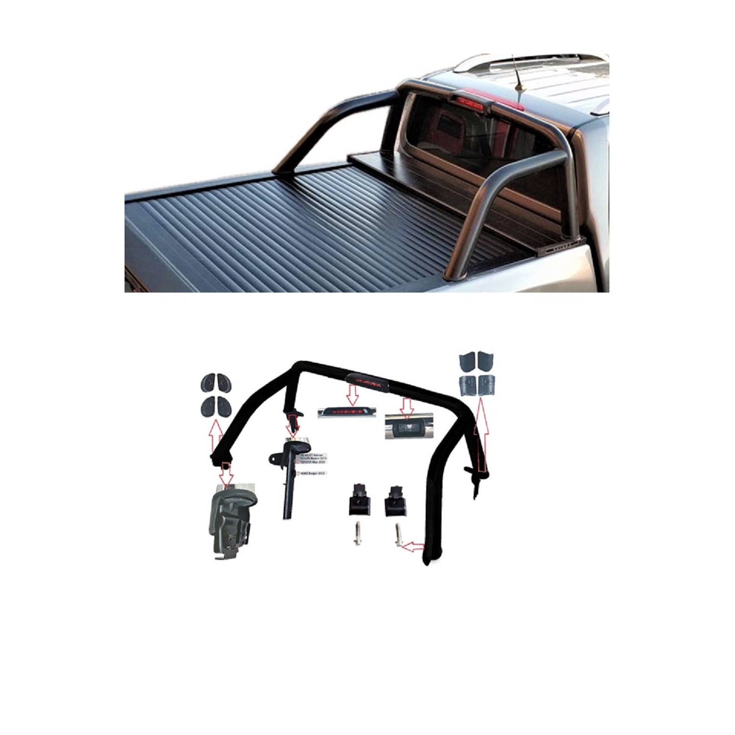 ROLL BAR FORD RANGER 2012 2022 DOUBLE BARRES ORIGINAL INOX NOIR 76mm
