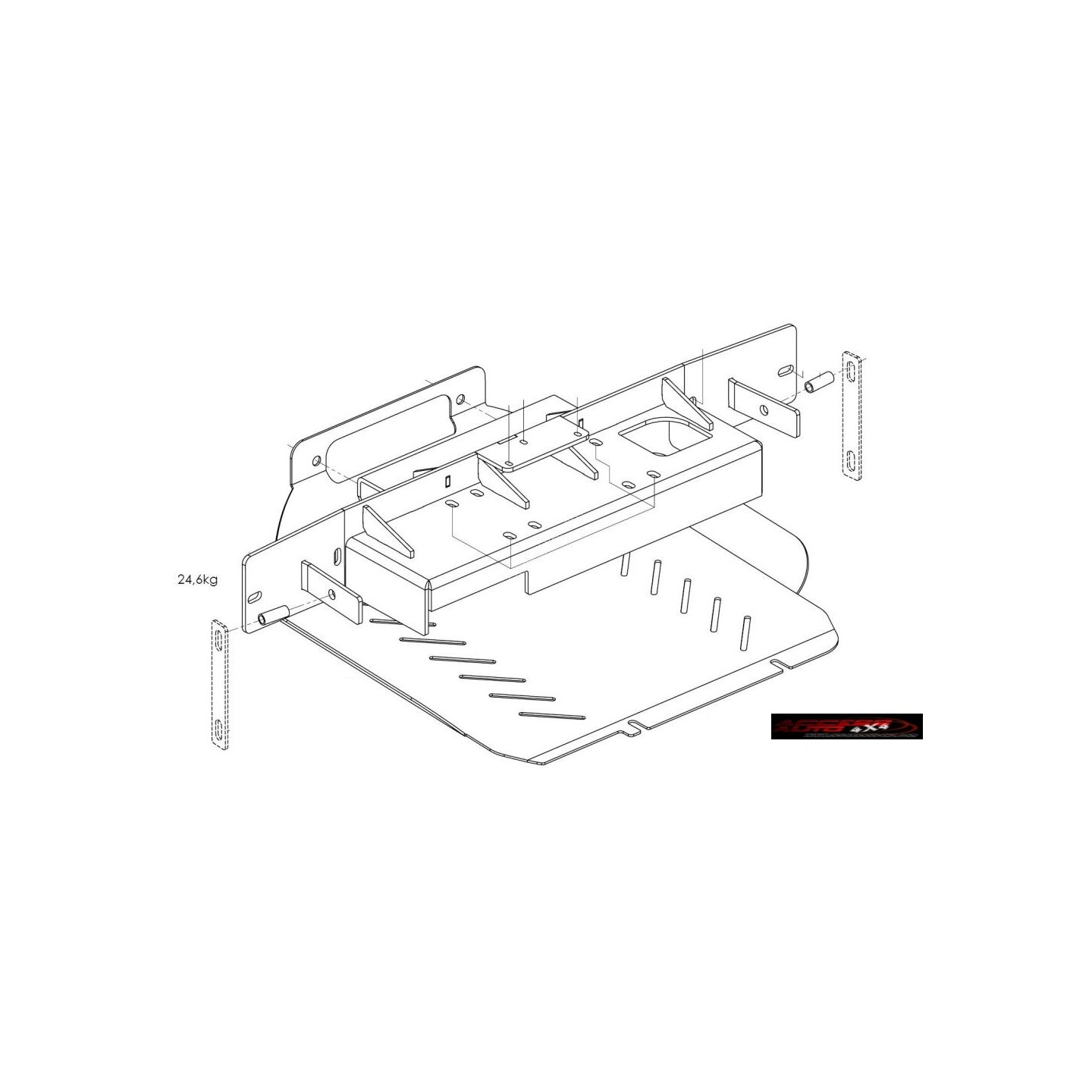 PLATINE FIXATION TREUIL FORD RANGER 2019 2022 ACIER avec Capteur ACC